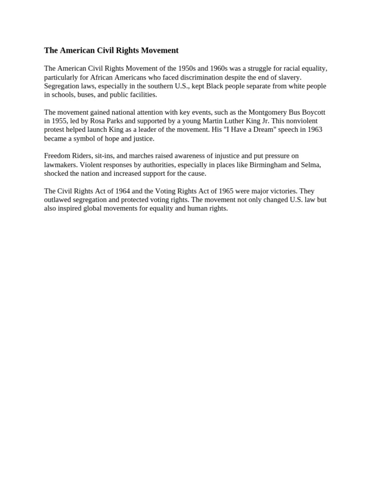 American Civil Rights Movement Overview | PDF