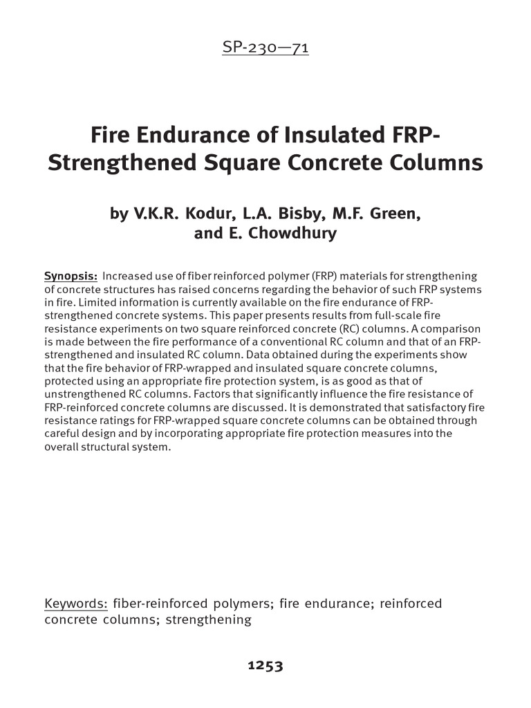 Fire Endurance of FRP-Strengthened Columns | PDF | Concrete | Fibre ...