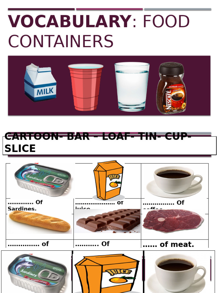 Food Containers Conversation Topics Dialogs 94141 | PDF