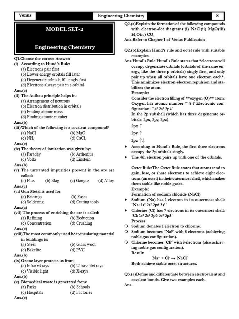 Engineering Chemistry (Jharkhand) Model Set-2 | PDF | Iron | Chlorofluorocarbon