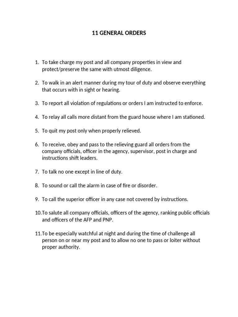 11 General Orders | PDF