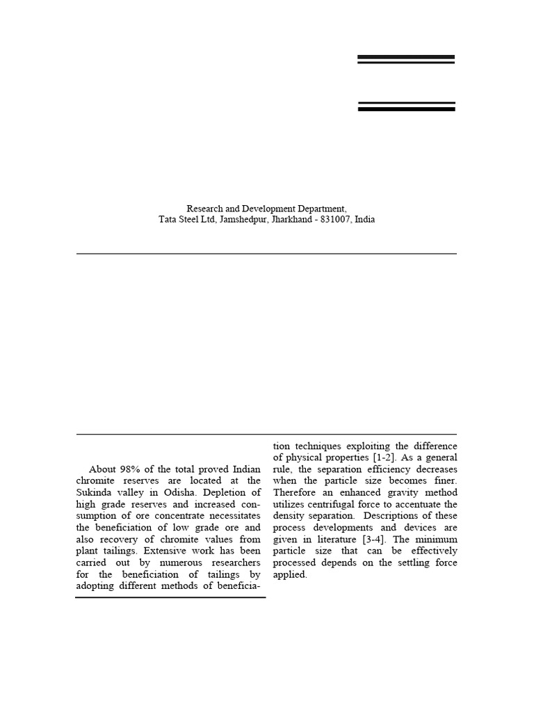Tripathy 等 - 2012 - Efficacy of Multi Gravity Separator for Concentrating Ferruginous Chromite ...