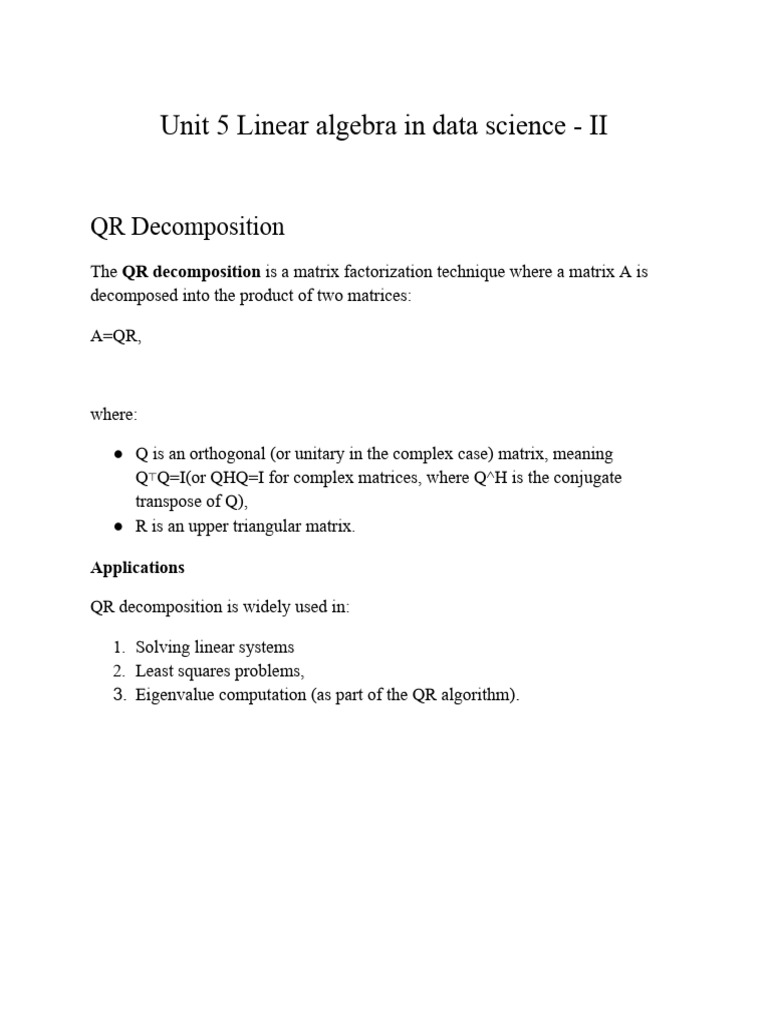 Unit 5 Linear algebra in data science - II | PDF