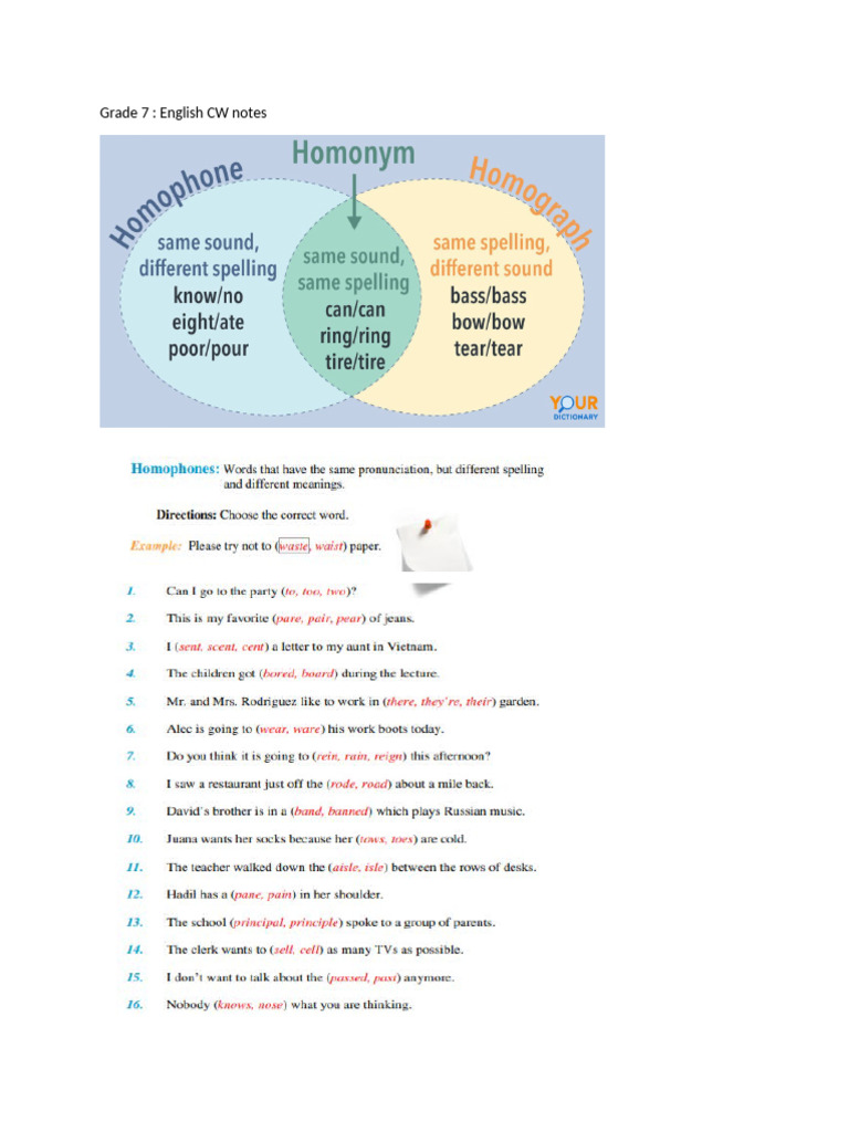 Homophones | PDF