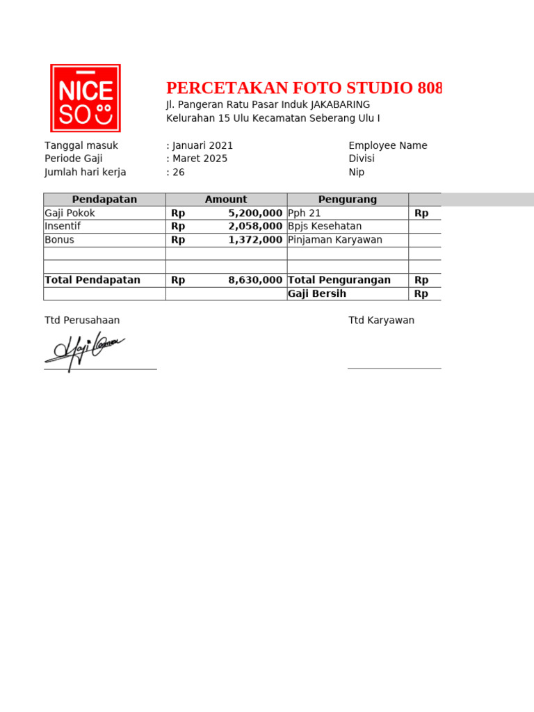 slip gaji percetakan | PDF