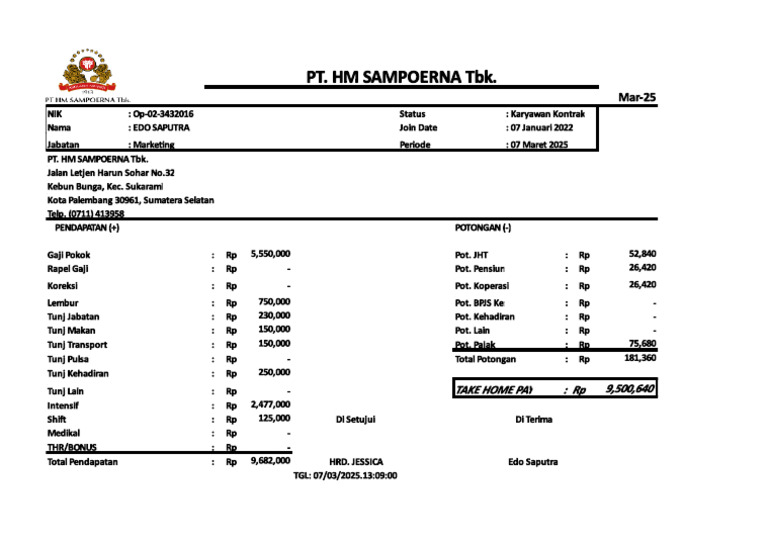 Slip Gaji Sampoerna | PDF
