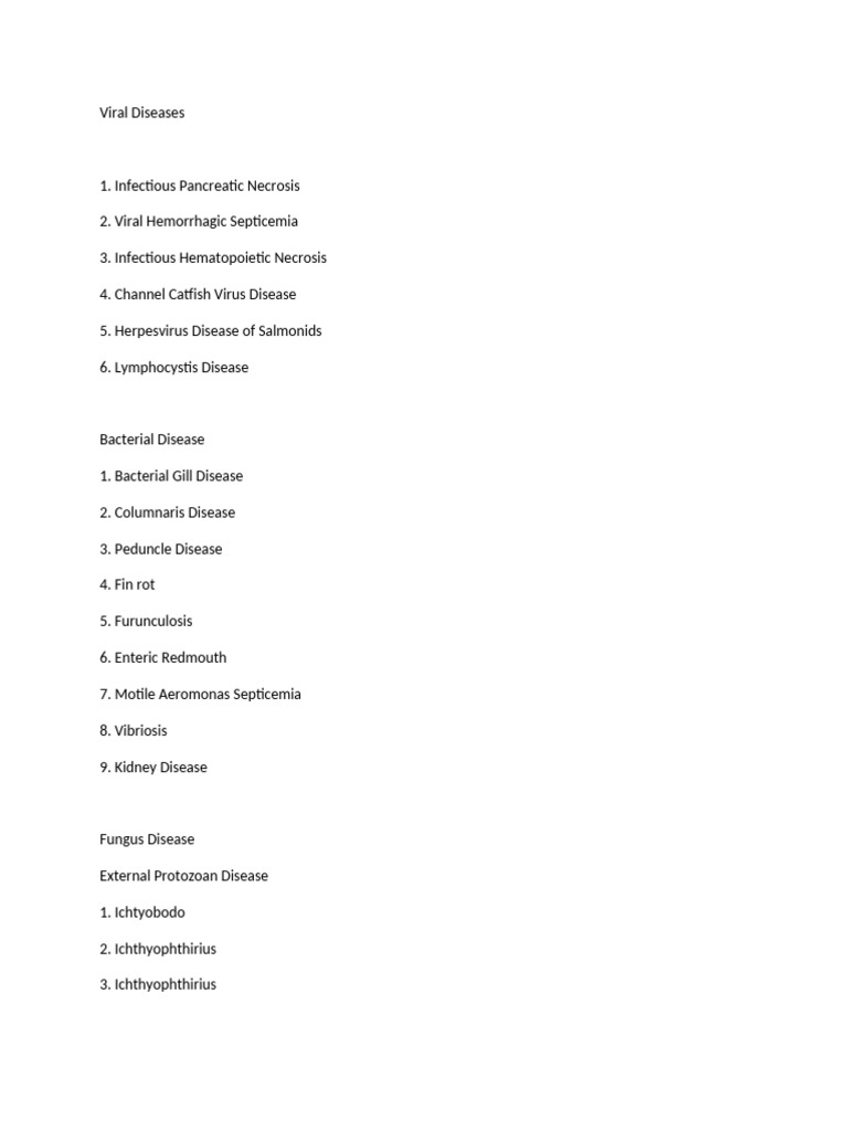 Fish Diseases: Viral, Bacterial, Fungal | PDF