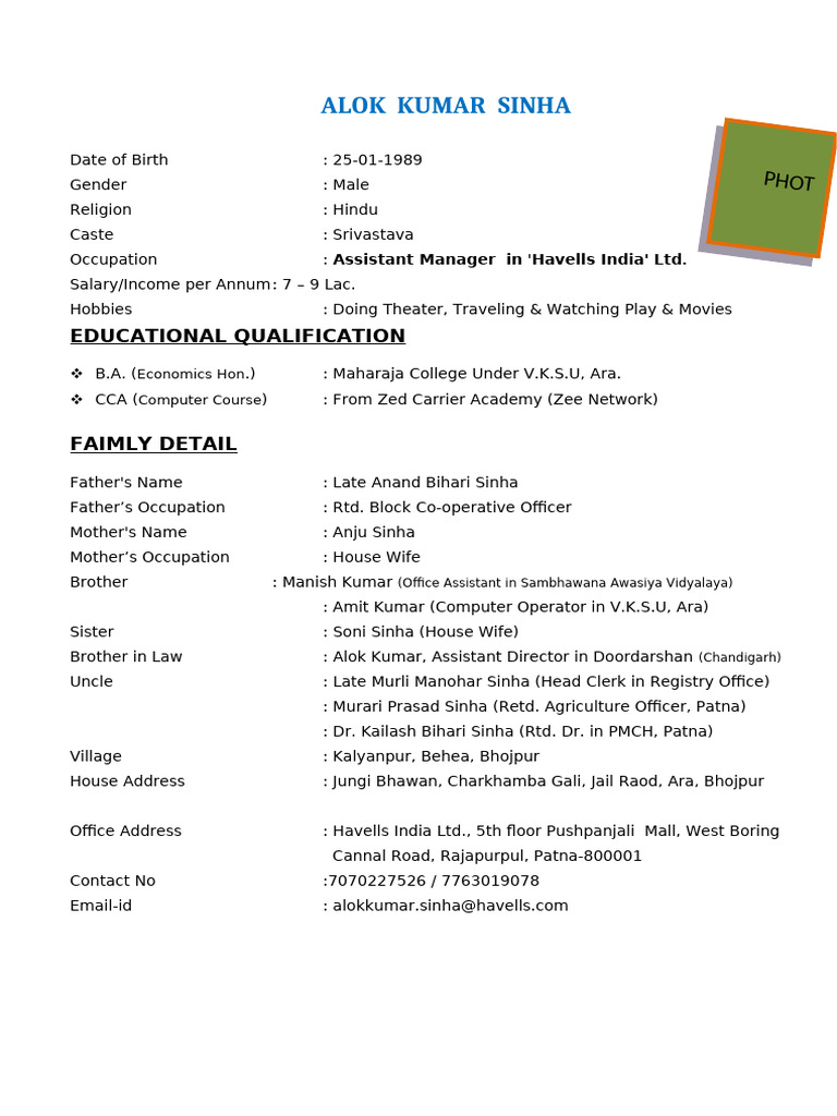 Alok Kumar Sinha: Profile Overview | PDF