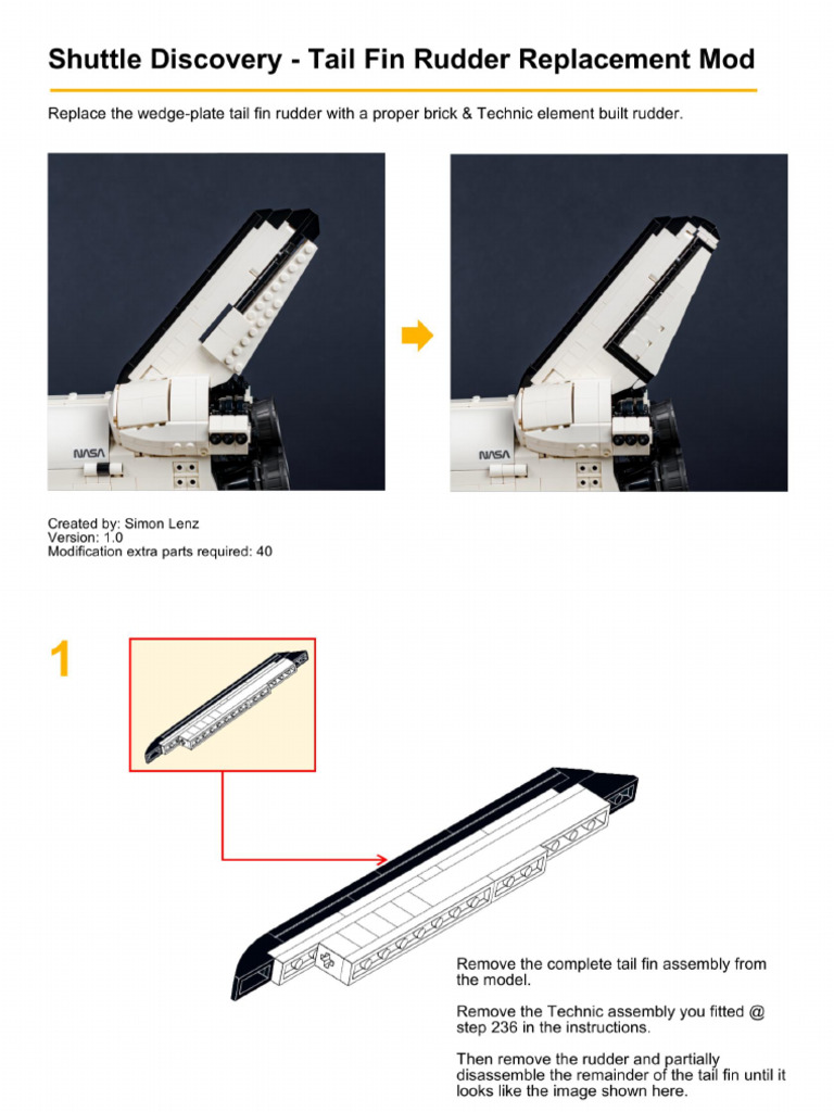 1 - Space Shuttle Discovery - Tail Fin Fix Building Instructions | PDF