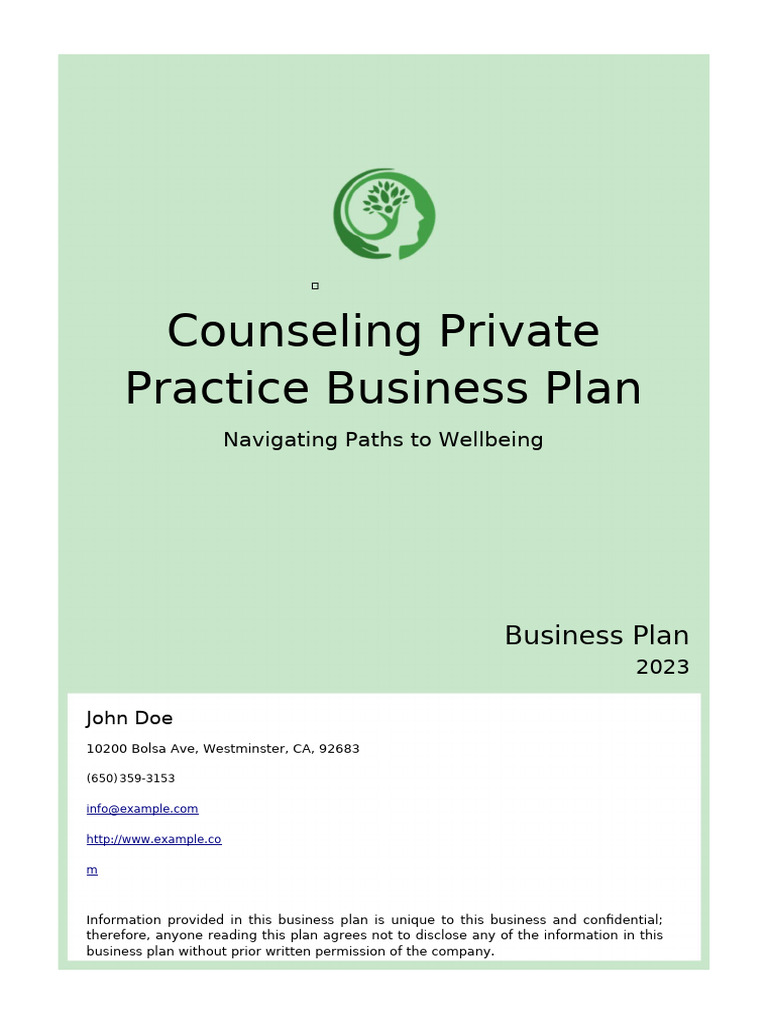 Counseling Private Practice Business Plan | PDF | Psychotherapy | Marketing