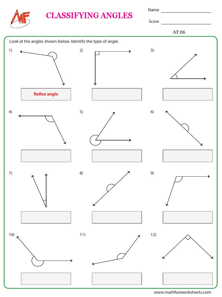 Classifying Angles Worksheet | PDF