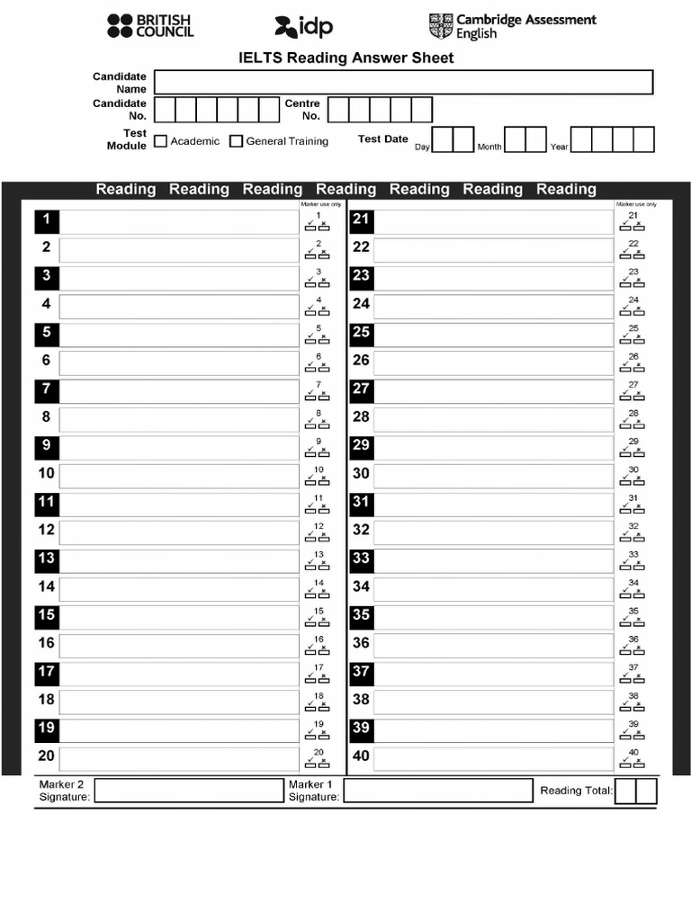 Answer Sheet Reading | PDF