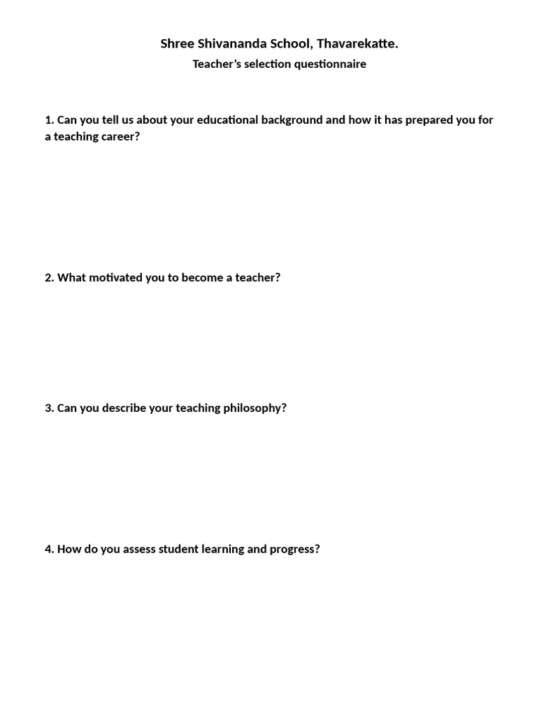 Teachers selection questions | PDF