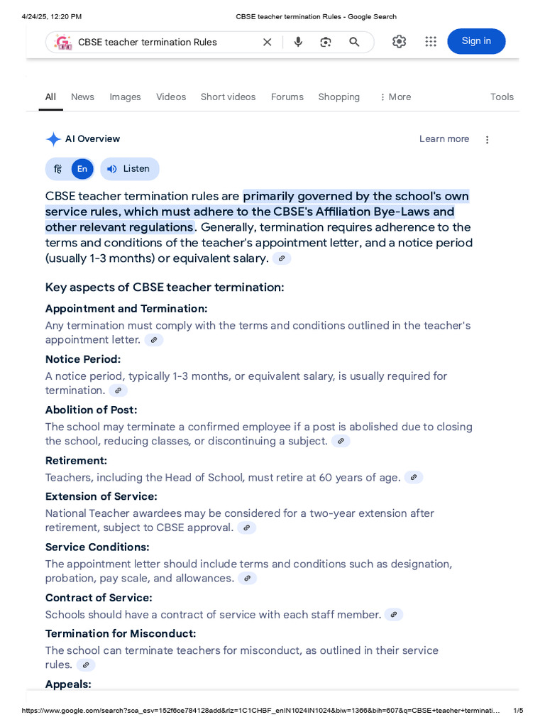 CBSE Teacher Termination Rules - Google Search | PDF | Teachers | Justice