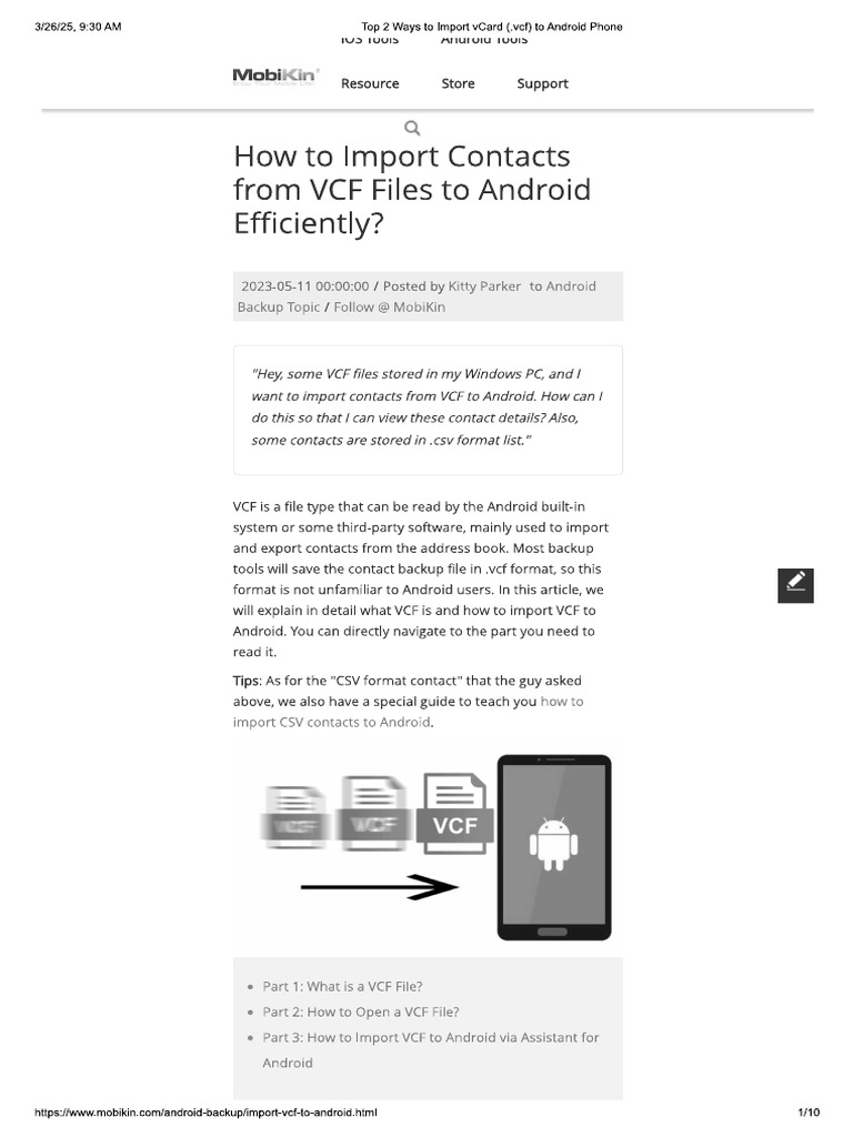 How To Import Contacts From VCF Files To Android Efficiently | PDF