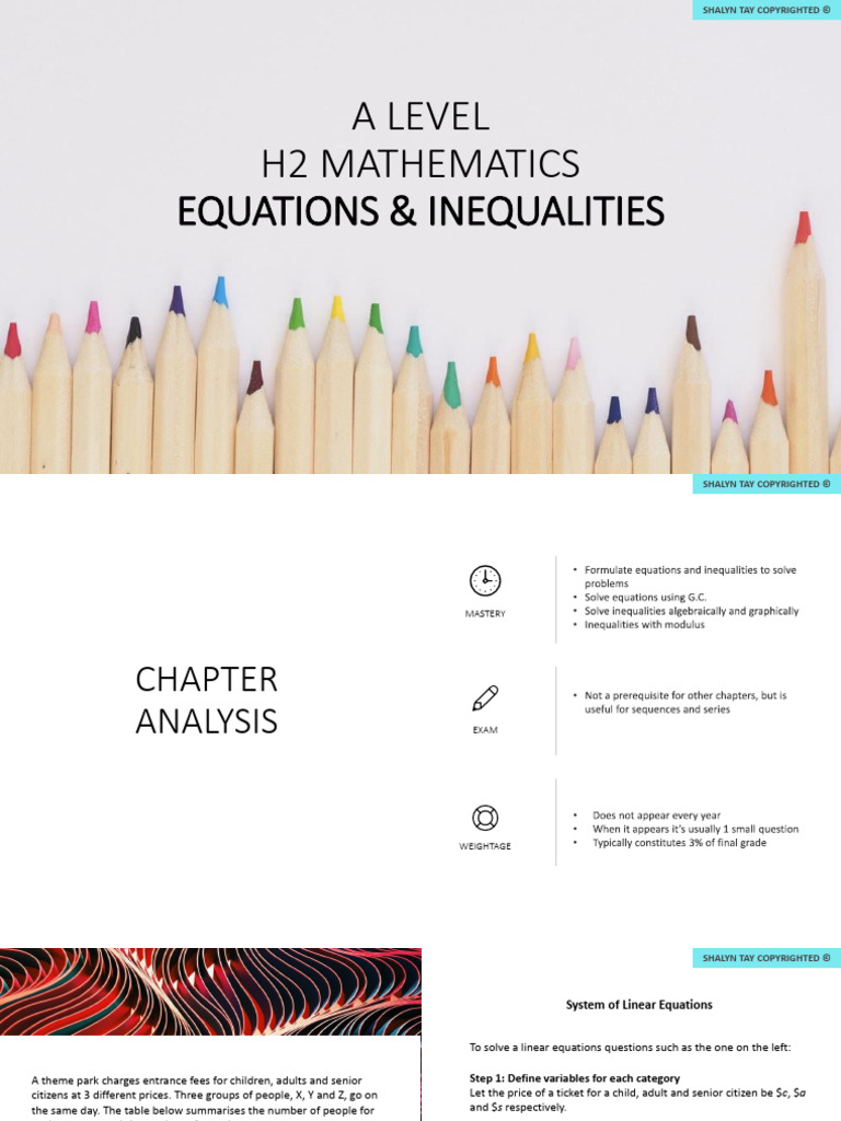 (H2 MATH) Chapter 3 - Equations & Inequalities | PDF | Equations ...