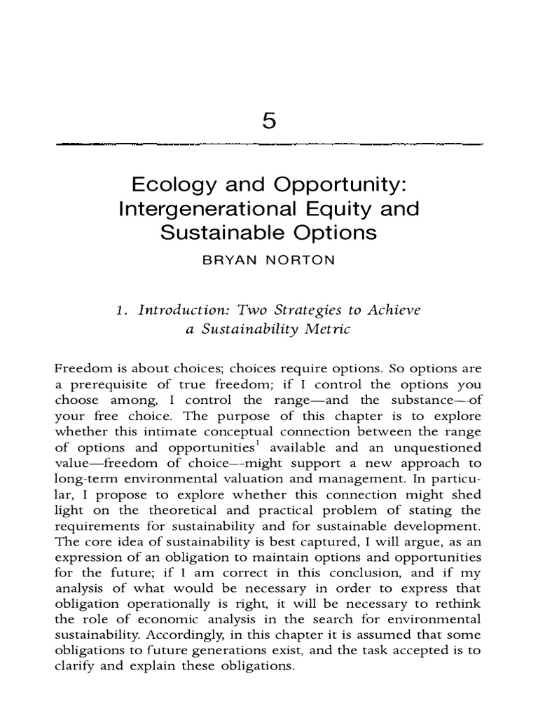 Intergenerational Equity and Sustainable Options | PDF | Sustainability ...