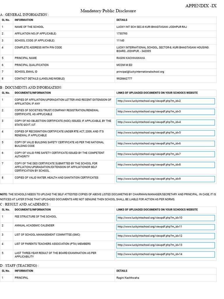 Mandatory Disclosure Link | PDF
