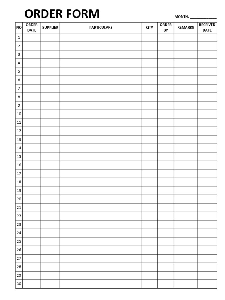 Material Order Form | PDF