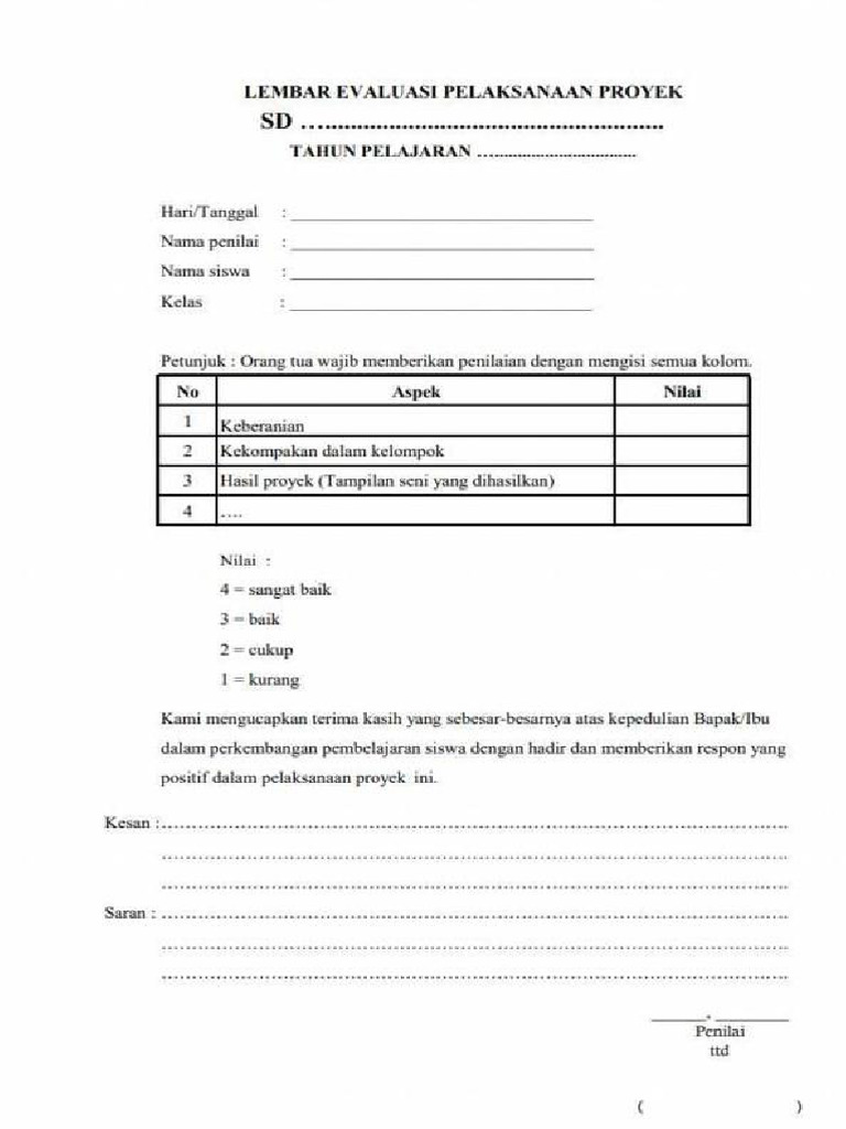 Lembar Penilaian P5 | PDF