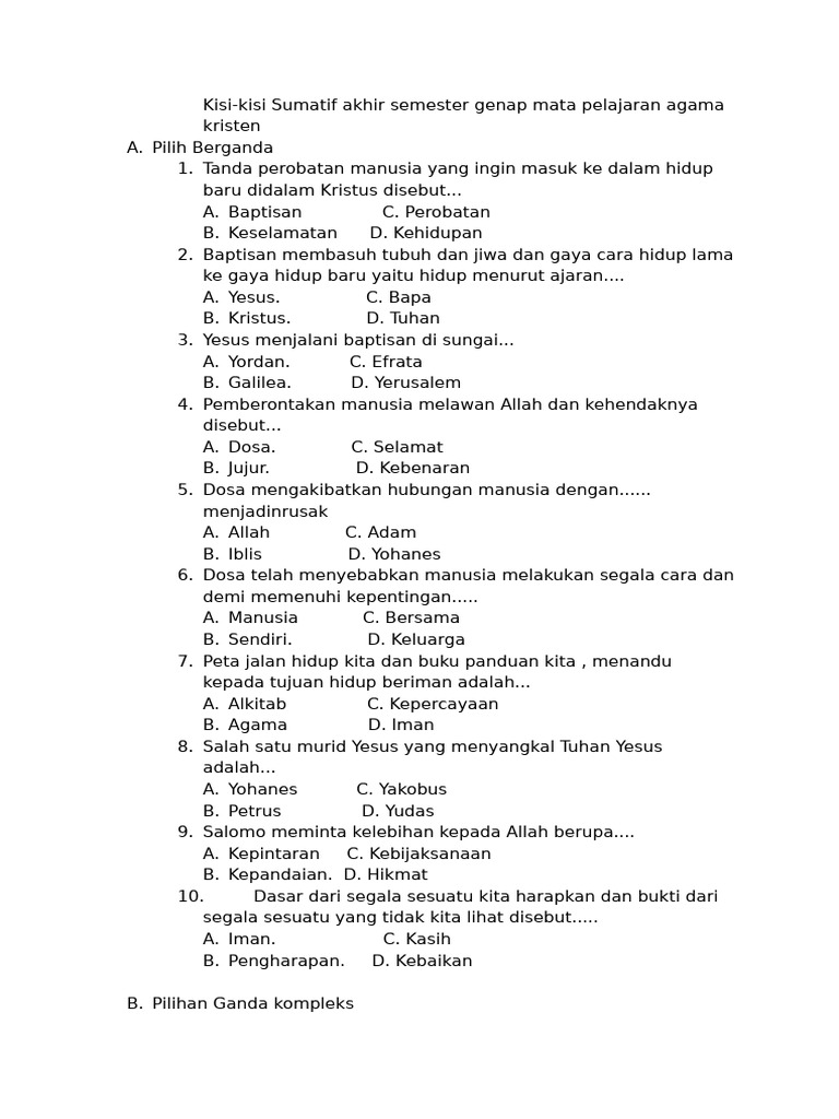 SAS agama kristen lengkap | PDF