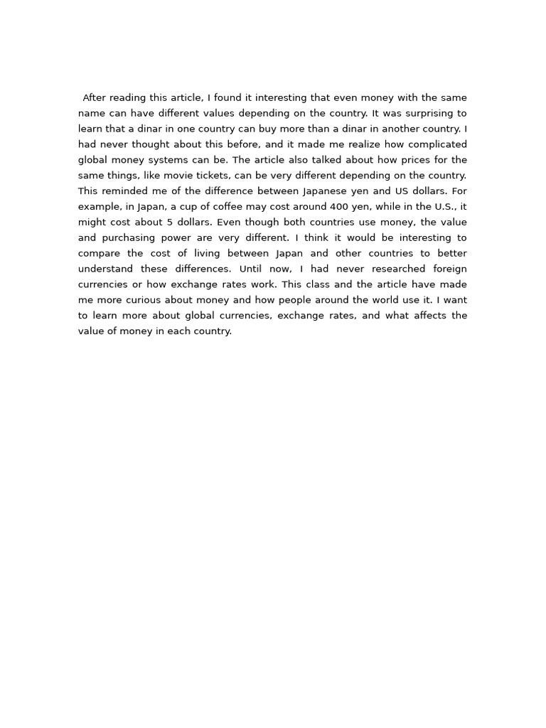 Understanding Global Currency Values | PDF