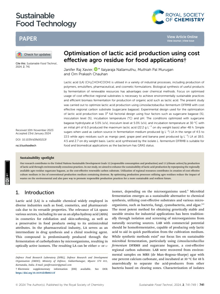 LA From Agro Residue (Purification Method) (Research) | PDF