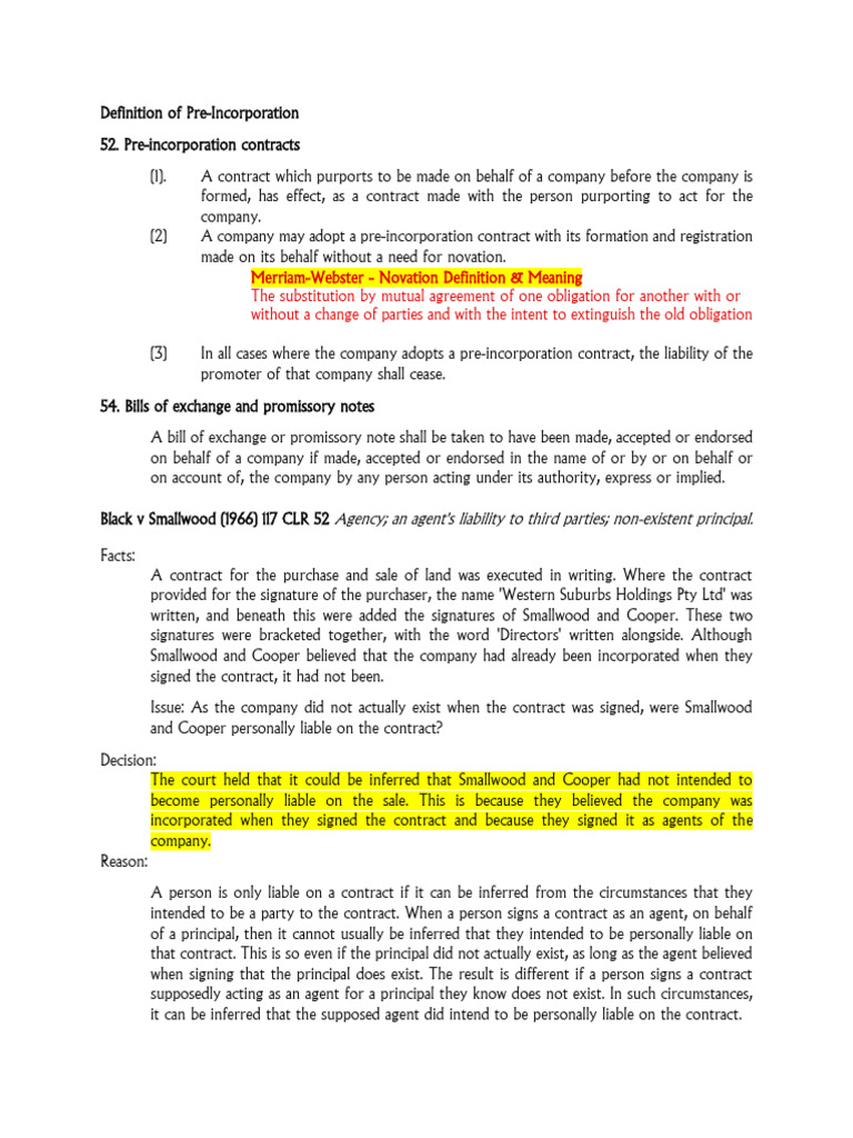 Pre Incorporation 1 | PDF | Legal Liability | Law Of Agency