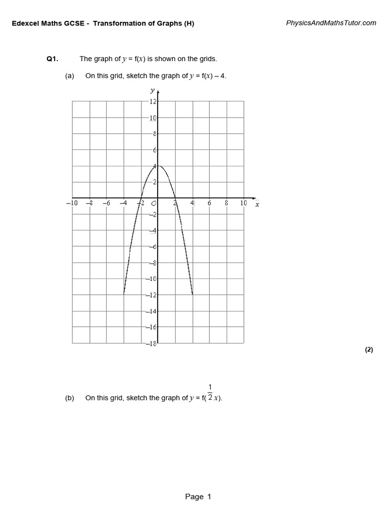 Exam Style Questions (Transformation of Graphs) | PDF | Mathematical ...