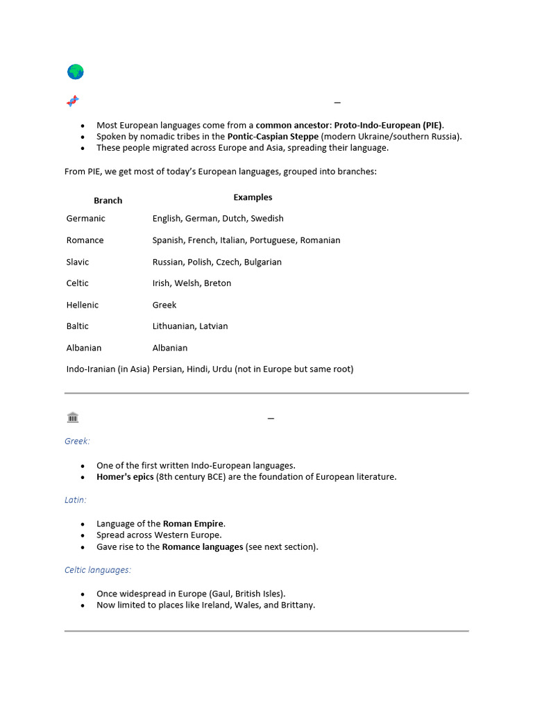 A Brief History of The Europian Language | PDF | Languages Of Europe ...