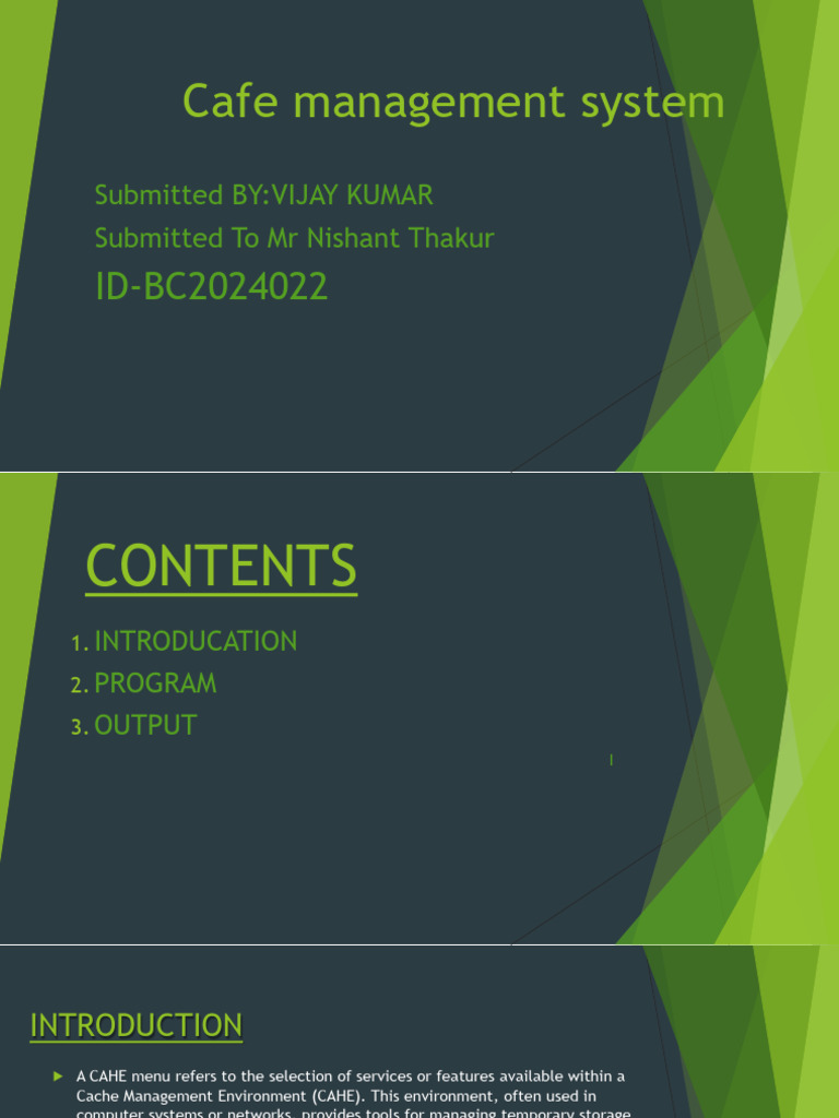 Cafe Management System Vijay Kumar | PDF