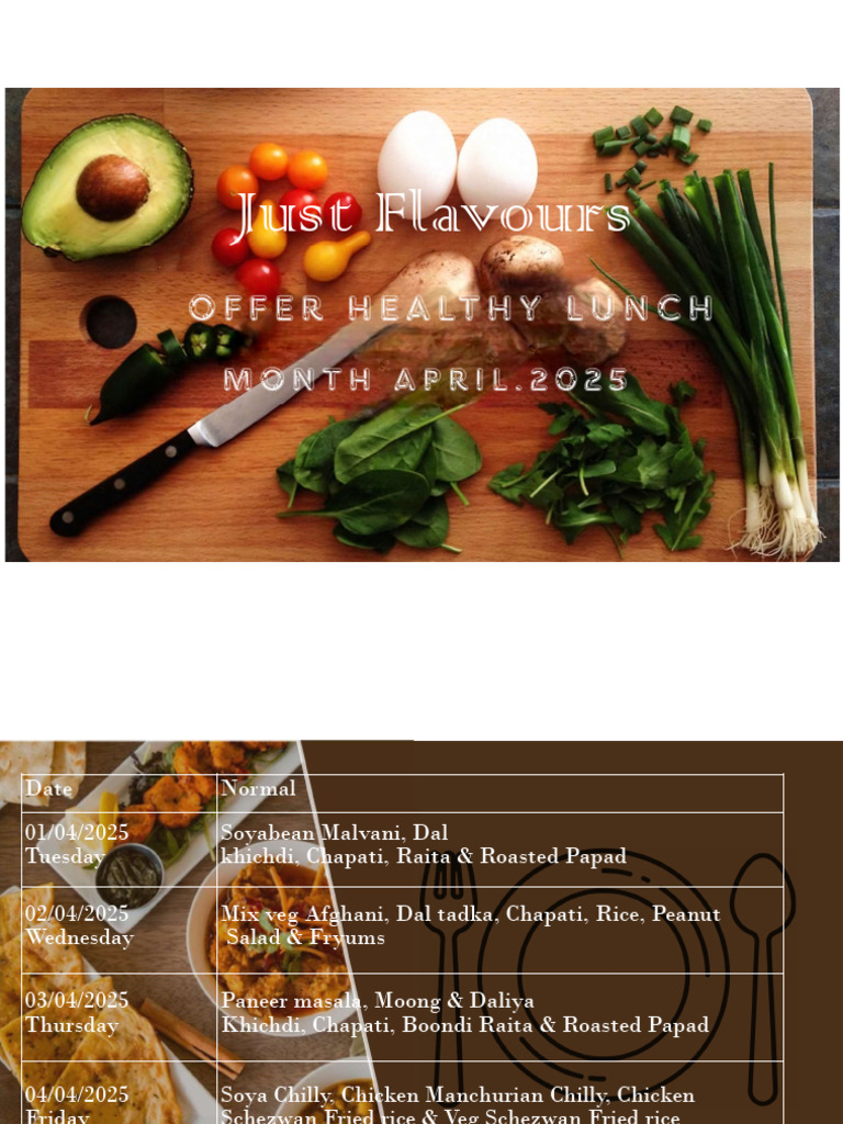 Just Flavour's - April'25 Food Menu | PDF