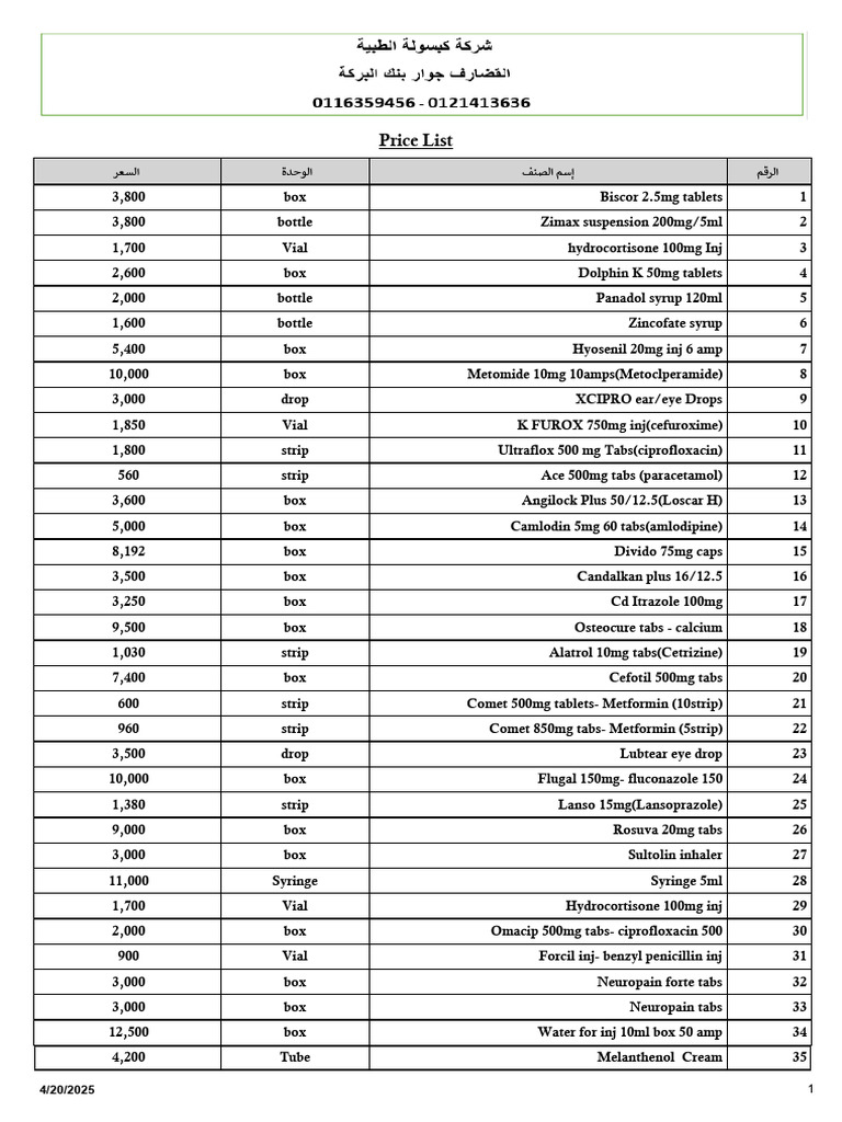 Comprehensive Medicine Price List | PDF | Drugs | World Health Organization