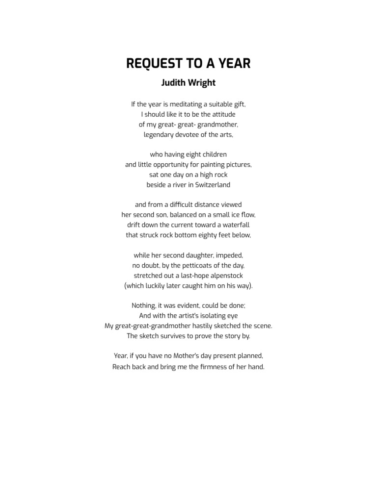 Request to a Year: A Poem by Judith Wright | PDF
