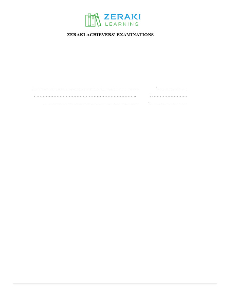 Biology - Biology Form 1 Zeraki Achievers 5.0 - Marking Scheme | PDF ...