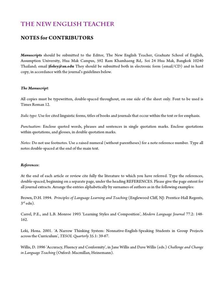 Style Sheet of The New English Teacher | PDF