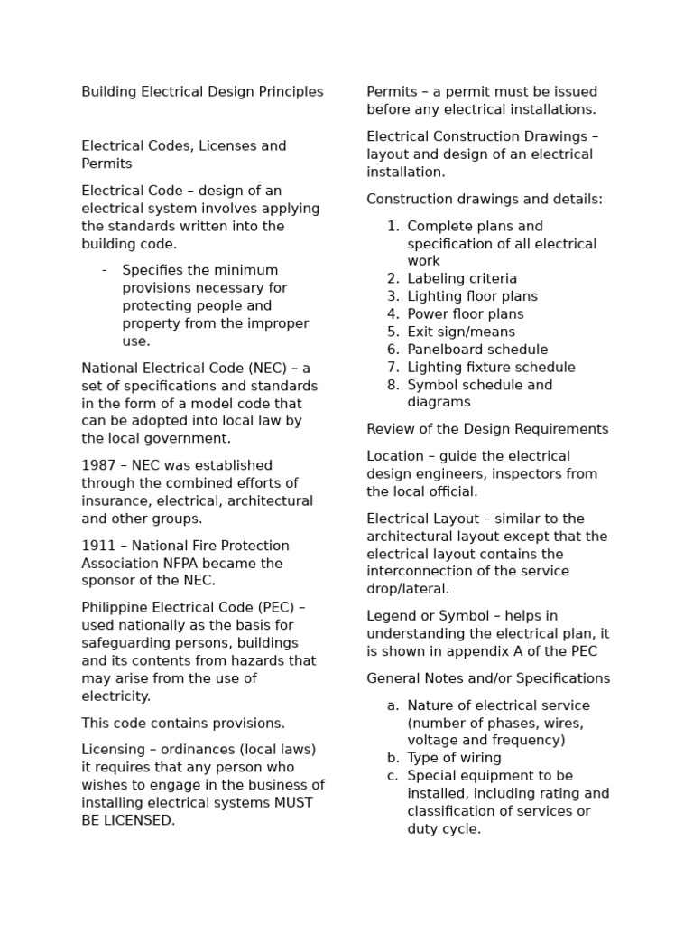 Building Electrical Design Principles | PDF | Electrical Engineering ...