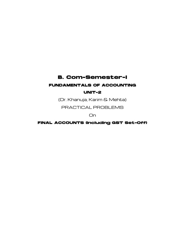 Unit-2-Final Accounts Including GST | PDF | Debits And Credits | Bad Debt