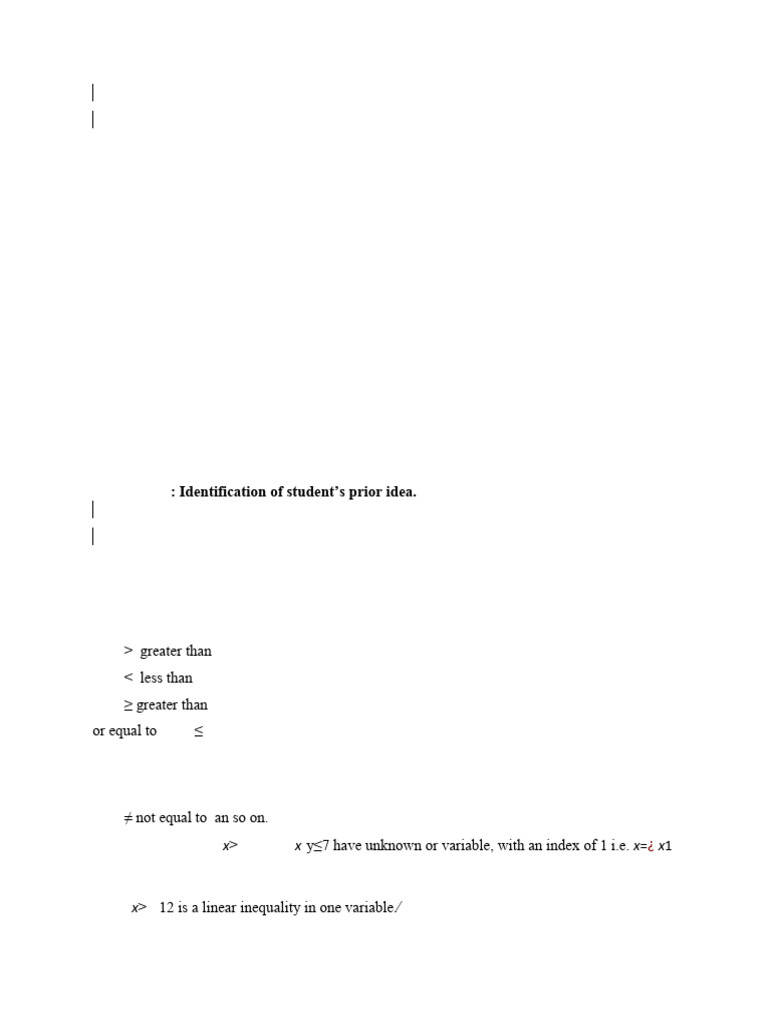 Linear Inequalities Lesson Plan | PDF | Inequality (Mathematics ...