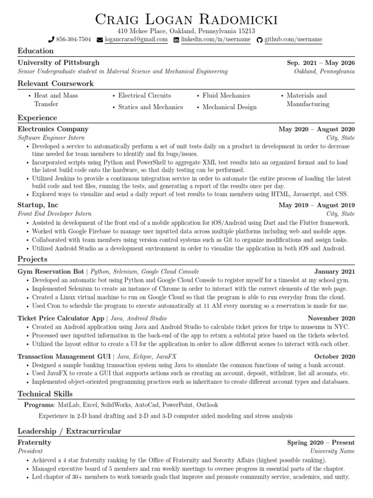 Resume Craig Logan Radomicki | PDF | Java (Programming Language ...