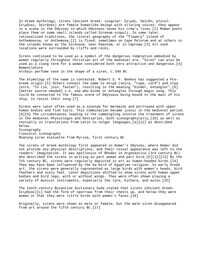 Greek Mythology: The Alluring Sirens | PDF