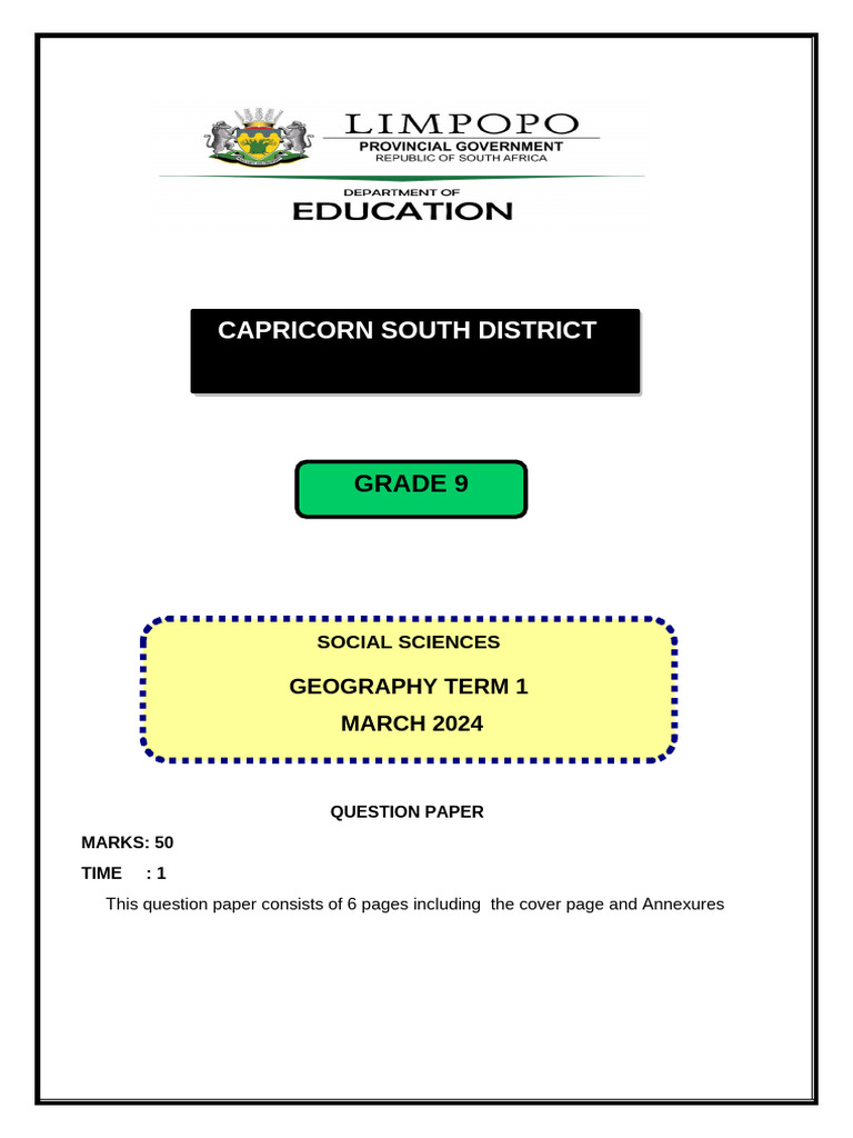 SS Geography GR 9 Term 1 2024-1 | PDF | Map | Natural Sciences
