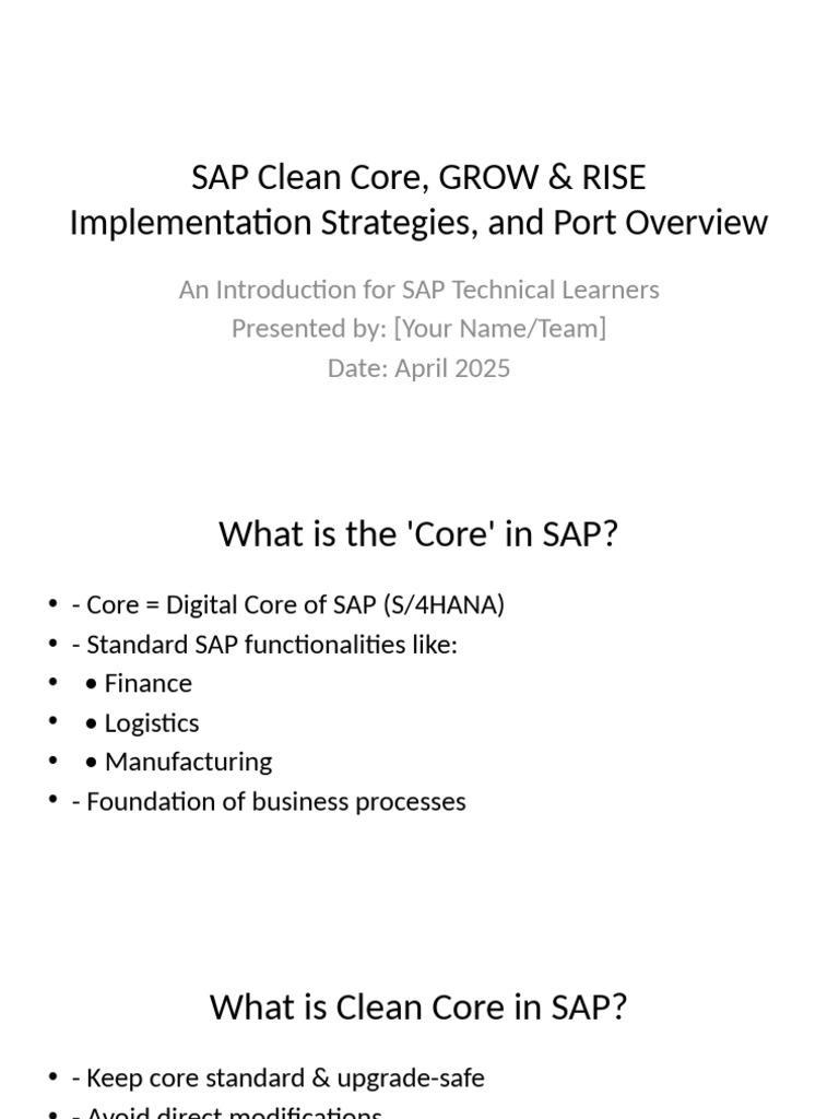 SAP Clean Core & Port Overview Guide | PDF | Cloud Computing | Computer ...