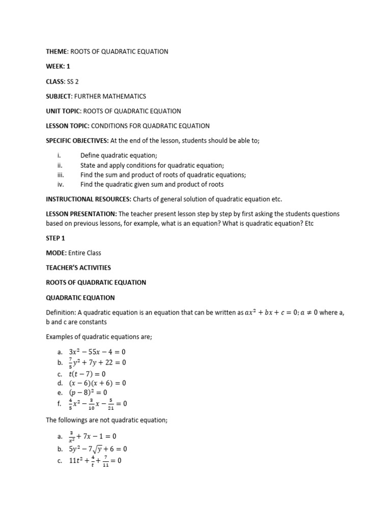 Understanding Quadratic Equation Roots | PDF | Quadratic Equation ...