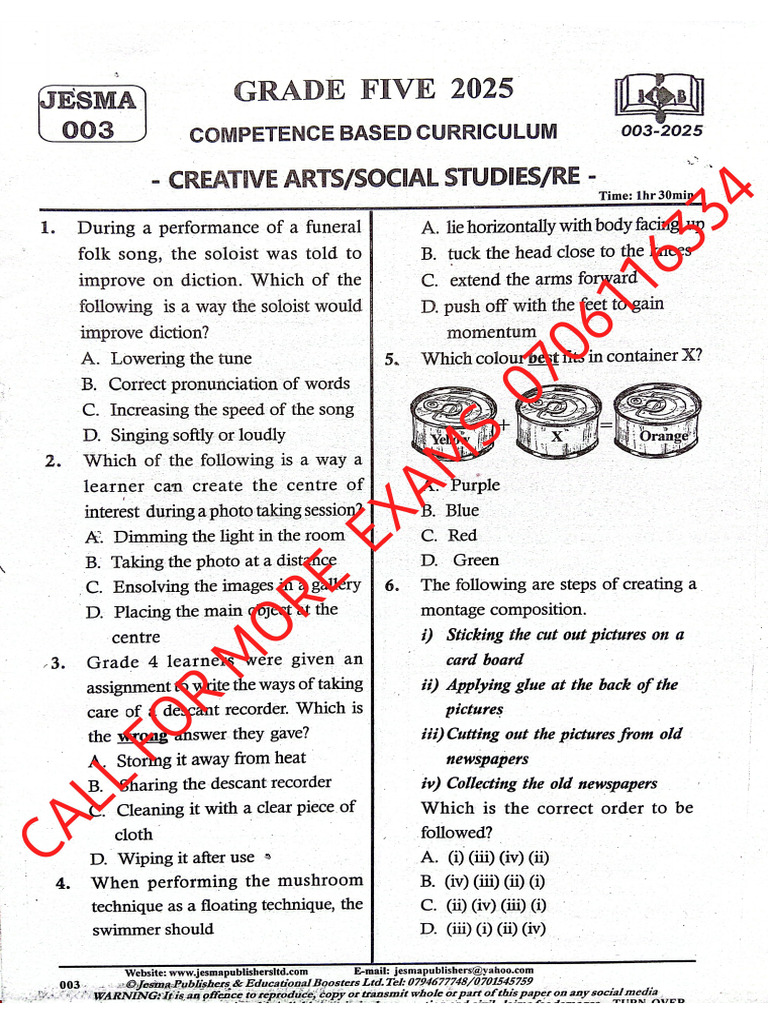 Jesma 003 Grade 5 Creative ,Sst ,Cre | PDF