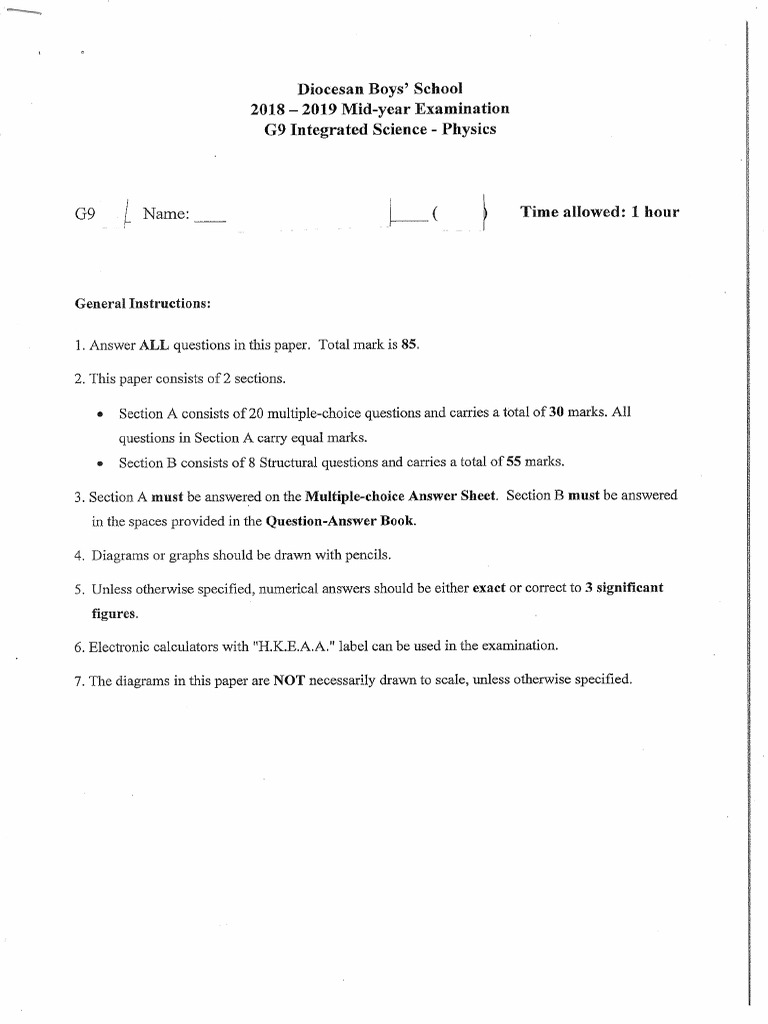 Physics Exam G9 | PDF