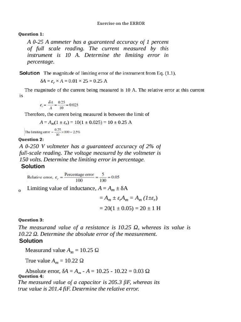 Confidence Interval Measurement Exercise | PDF | Electricity ...