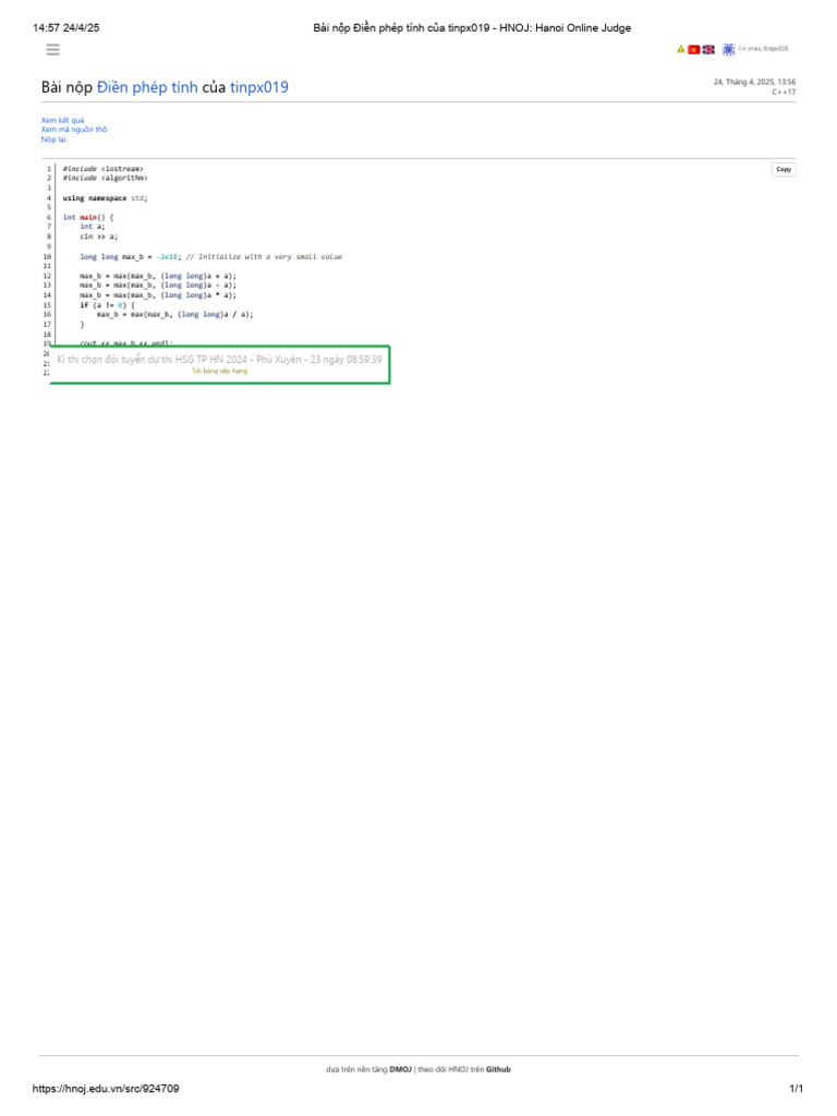 Bài nộp Điền phép tính của tinpx019 - HNOJ - Hanoi Online Judge | PDF