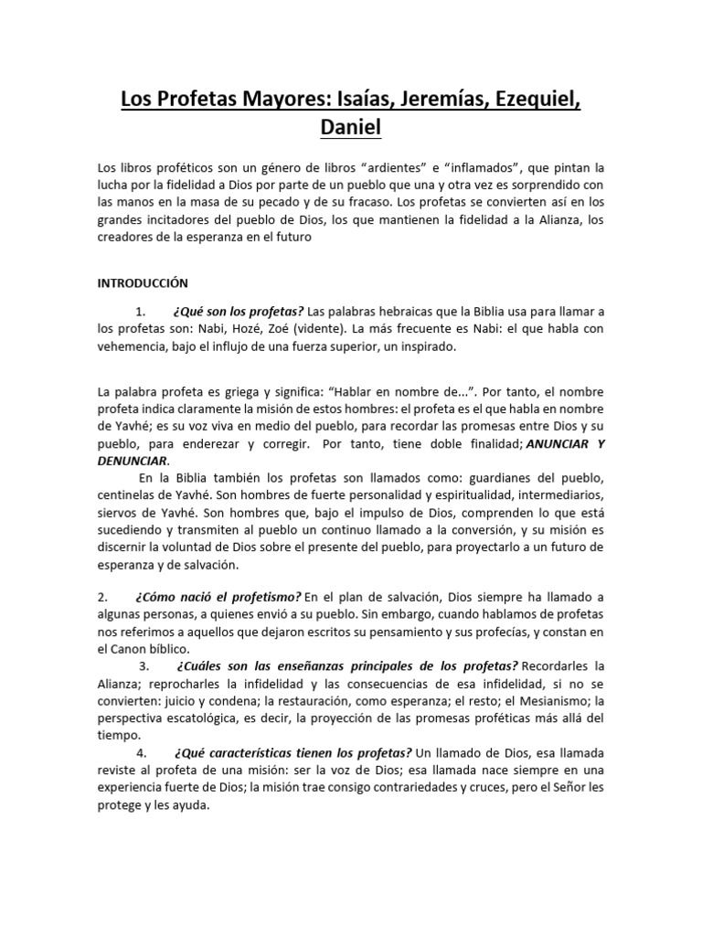 Los Cuatro Profetas Mayores de la Biblia | PDF | Ezequiel | Cautiverio ...