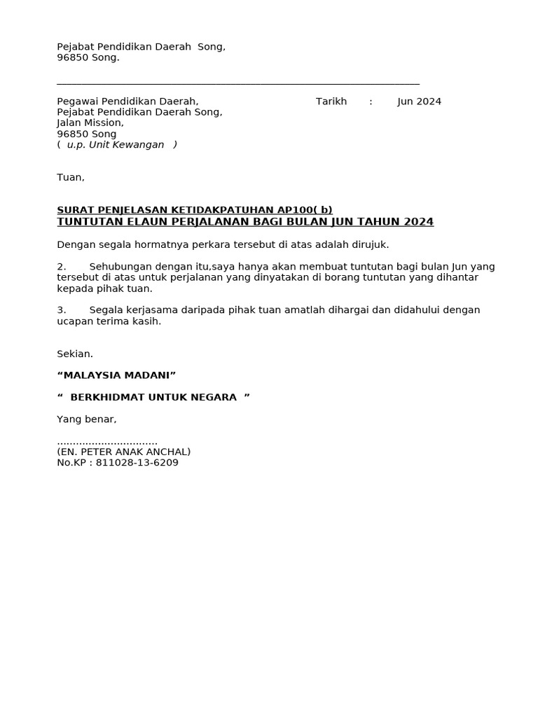 Penjelasan Ketidakpatuhan AP100(b) | PDF
